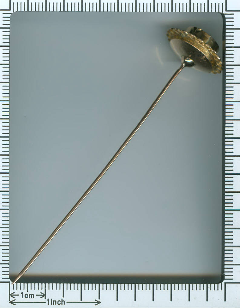 Gold Victorian hat pin or hair pin with hair piece miniature ...