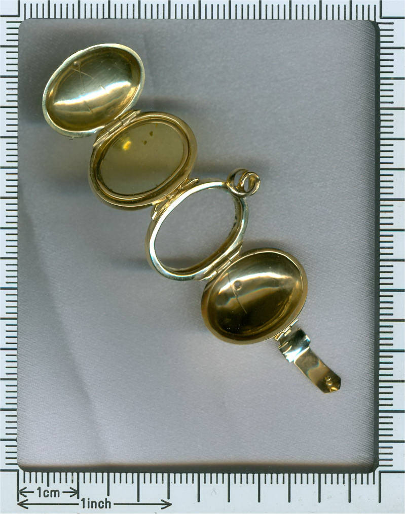 Antique golden folding locket with buckle motifs and place for six ...