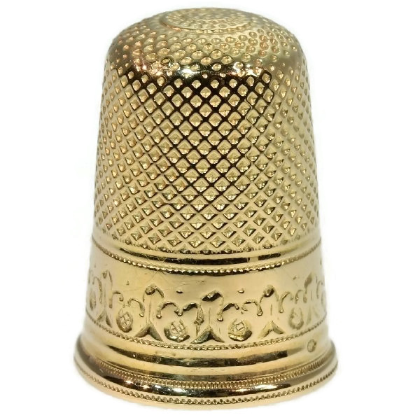 Dutch Victorian gold thimble: Description by Adin Antique Jewelry.