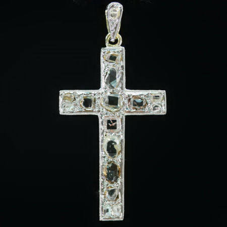 Art Deco rose cut diamond cross, Afbeeldingen door Adin Antique Jewelry.