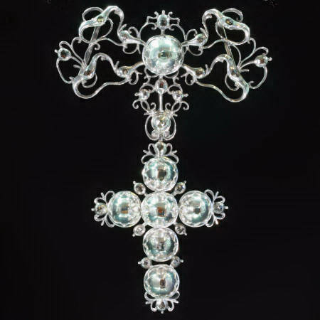 Impressive early 18th century Baroque cross with table cut rose cut ...