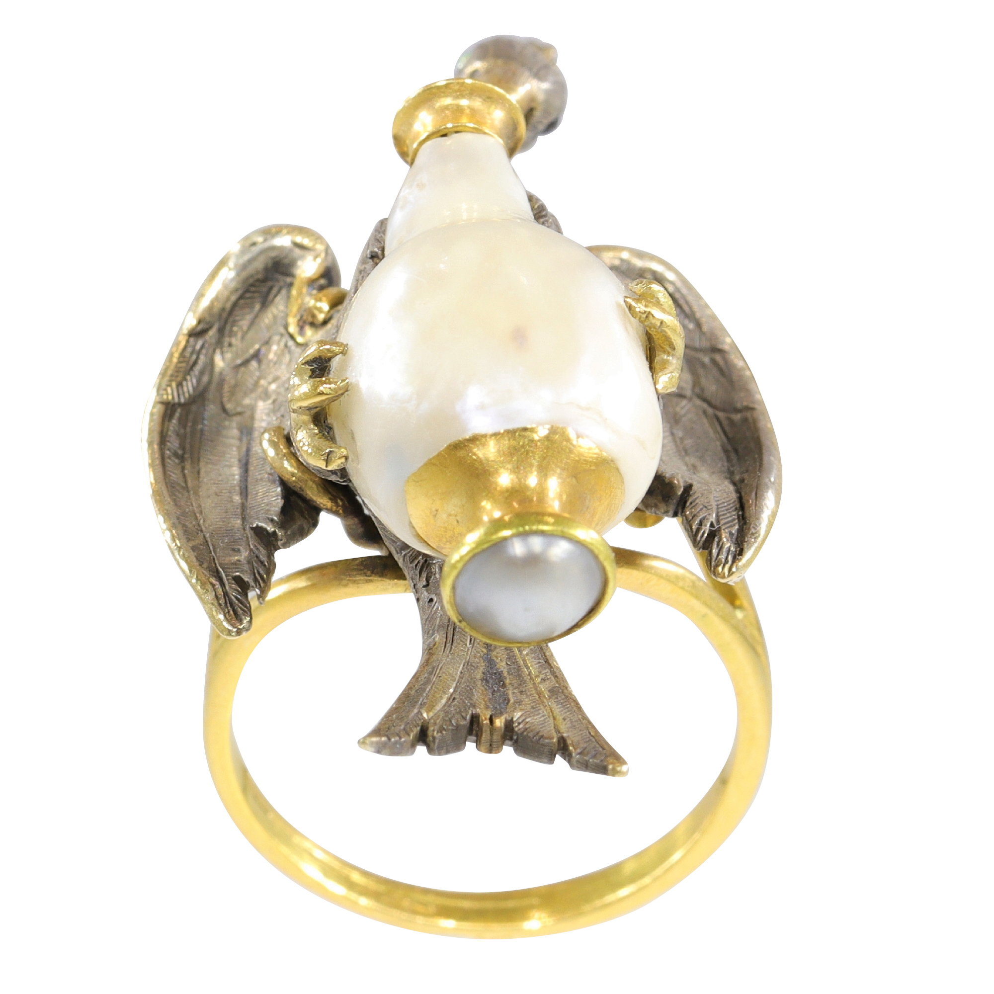 L'Art du Fable: 18K Gold Stork and Pearl Ring from Victorian France ...