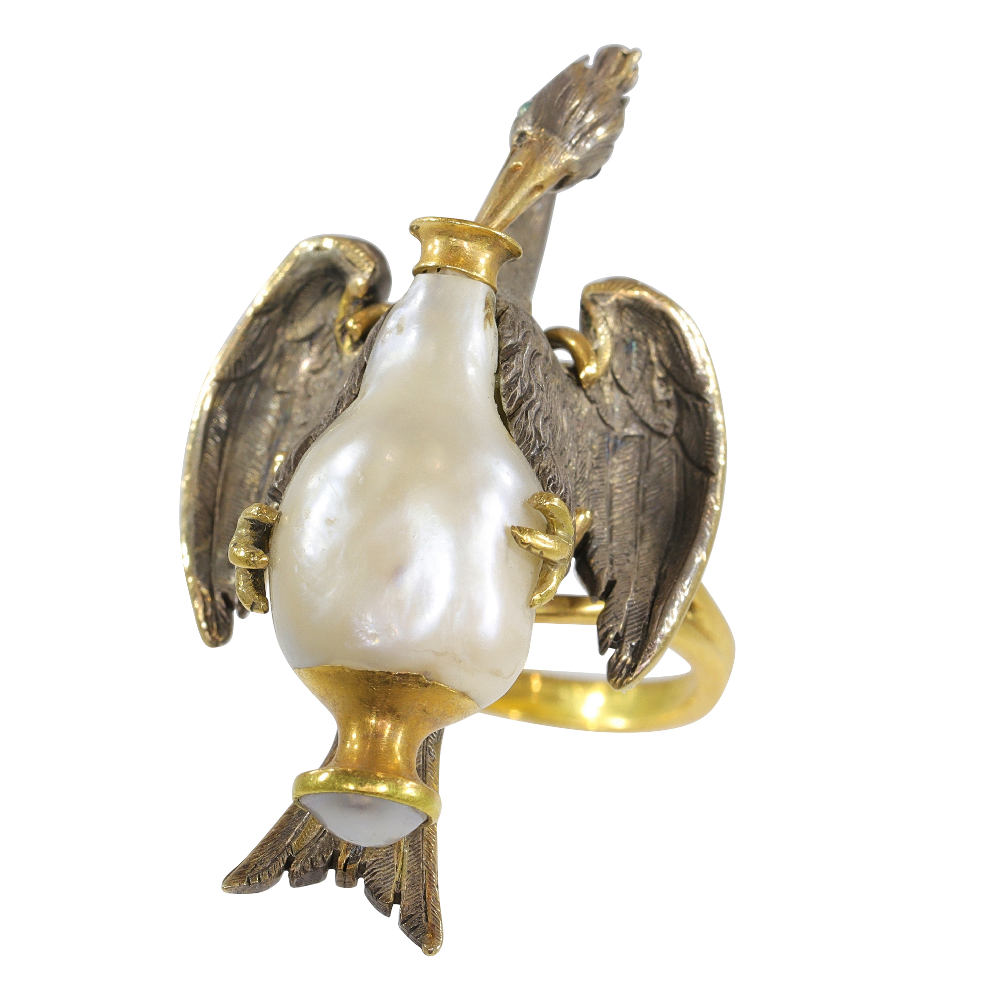 L'Art du Fable: 18K Gold Stork and Pearl Ring from Victorian France ...
