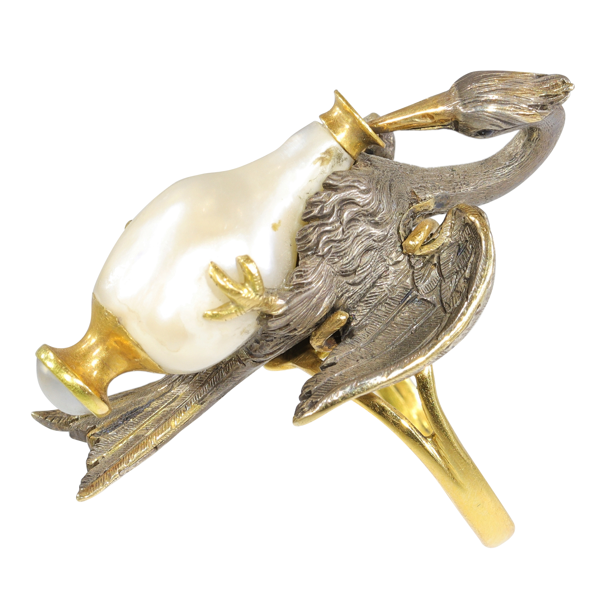L'Art du Fable: 18K Gold Stork and Pearl Ring from Victorian France ...