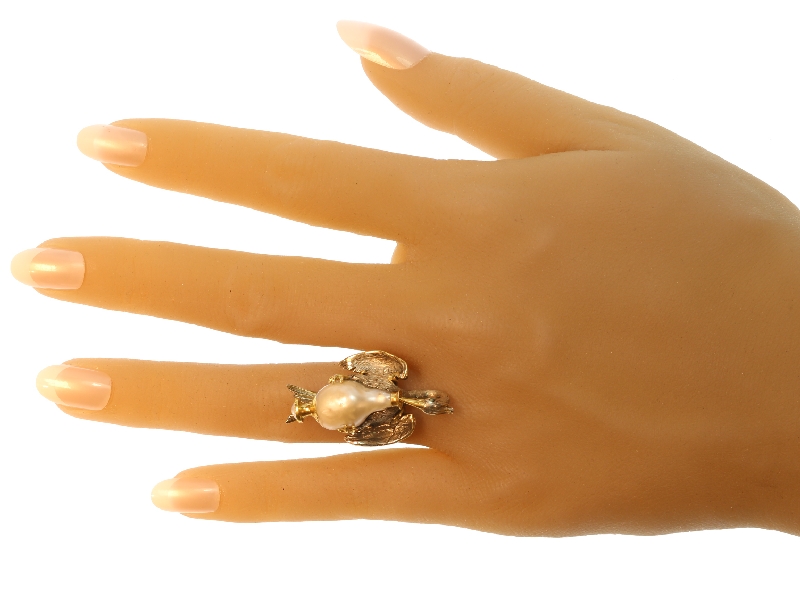 L'Art du Fable: 18K Gold Stork and Pearl Ring from Victorian France ...