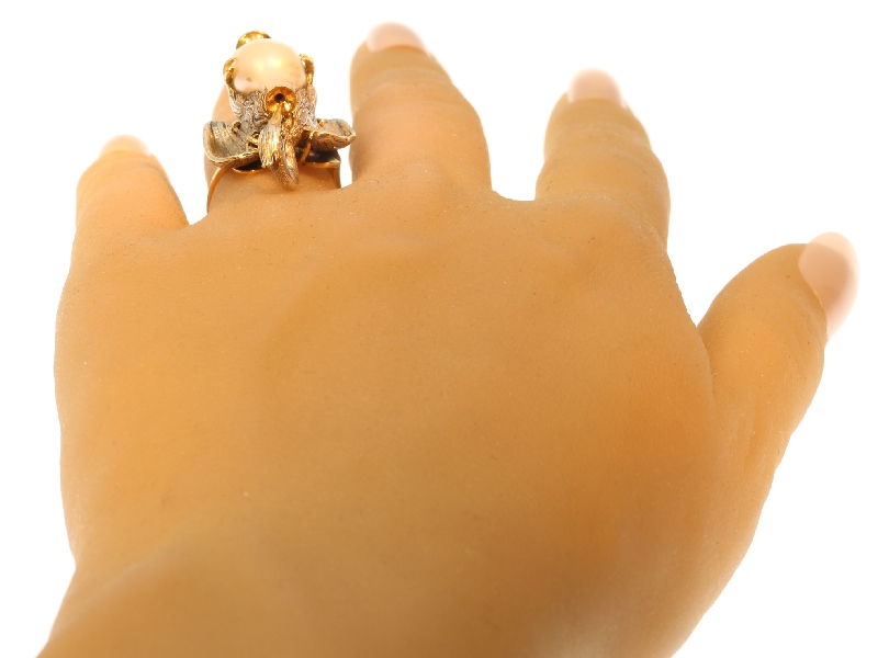 L'Art du Fable: 18K Gold Stork and Pearl Ring from Victorian France ...