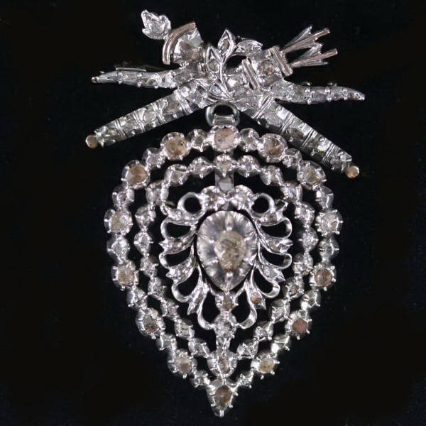 Original Flemish heart, 19th Century symbol of love with 99 diamonds ...
