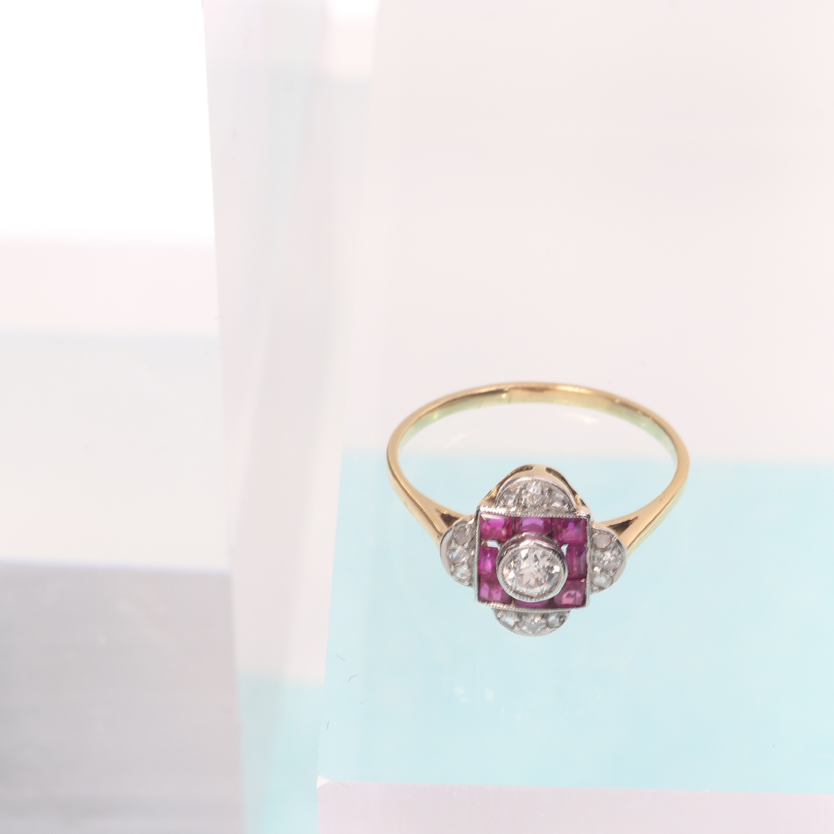 Ruby diamond Art Deco engagement ring yellow gold, Images by Adin ...