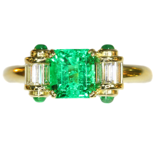 Estate engagement ring with top emerald and diamonds, Images by Adin ...