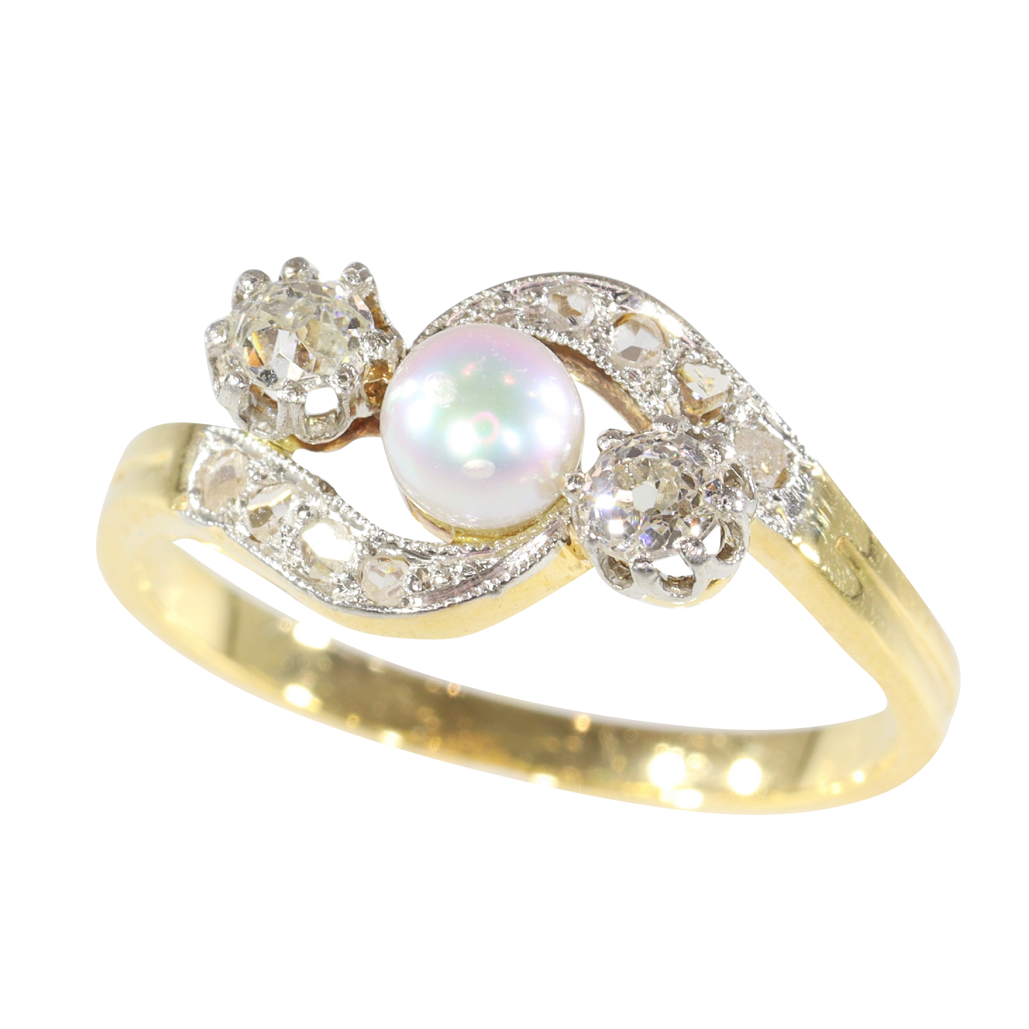 Late Victorian diamond and pearl cross over ring: Description by Adin ...