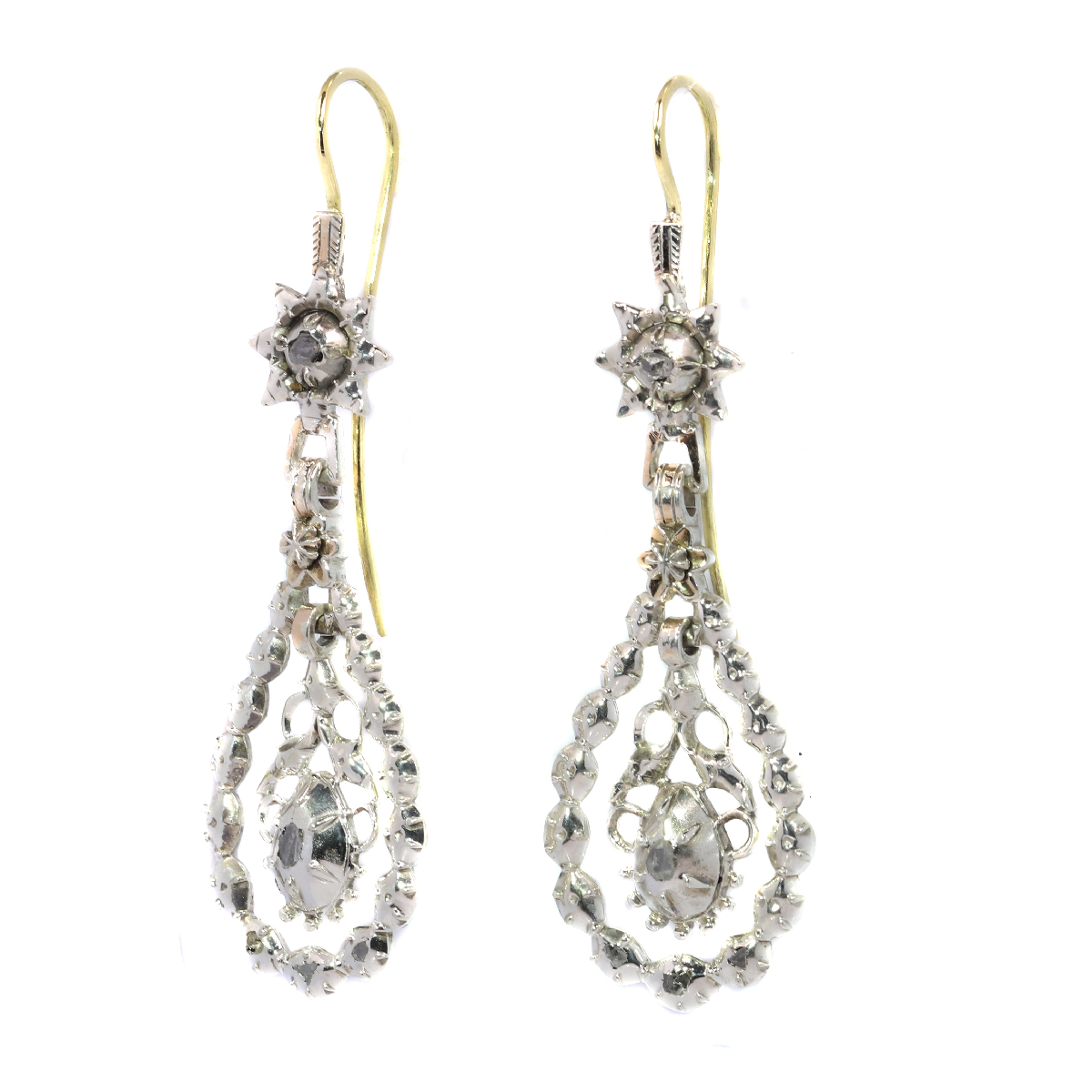Antique Flemish diamond long pendent earrings late Georgian early ...