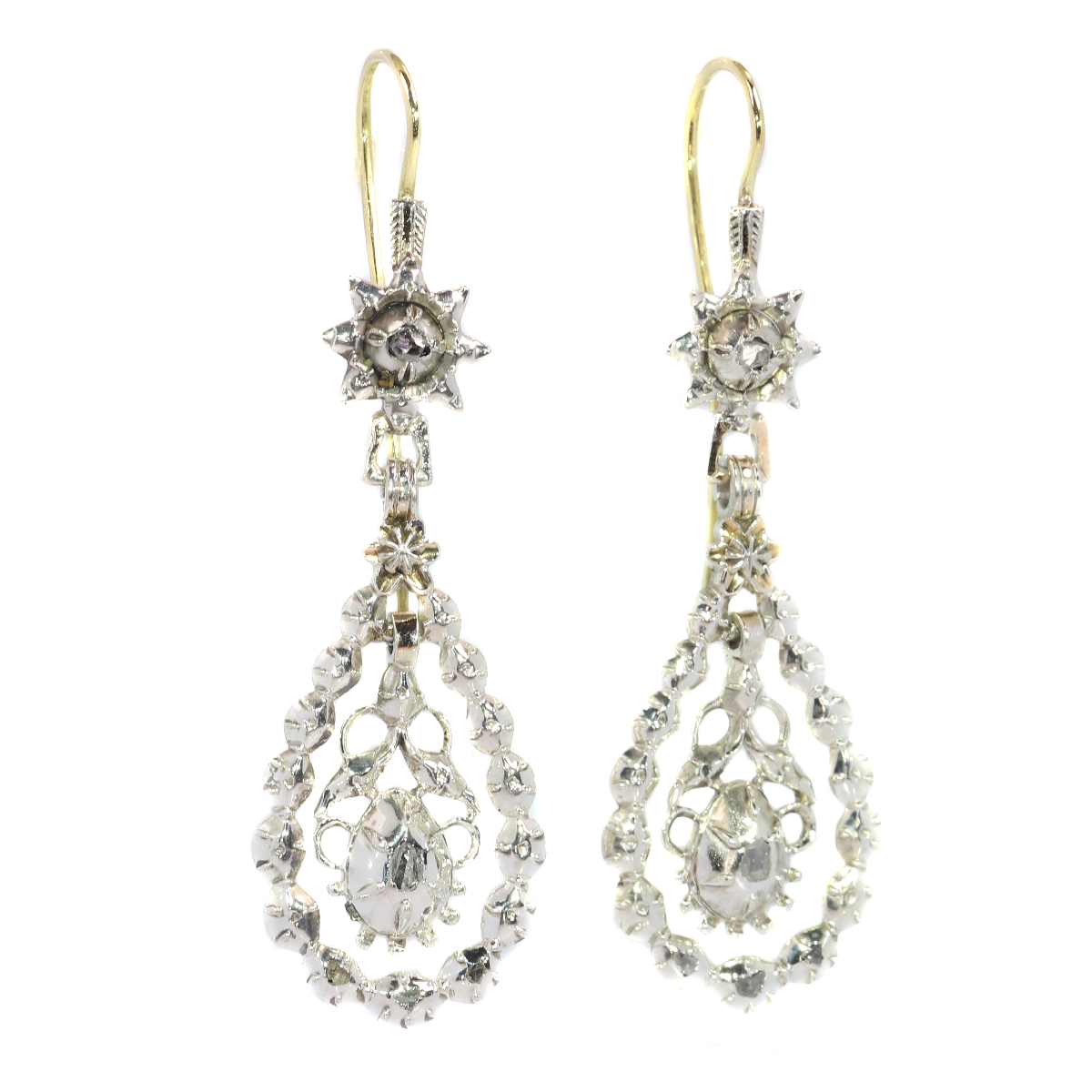 Antique Flemish diamond long pendent earrings late Georgian early ...